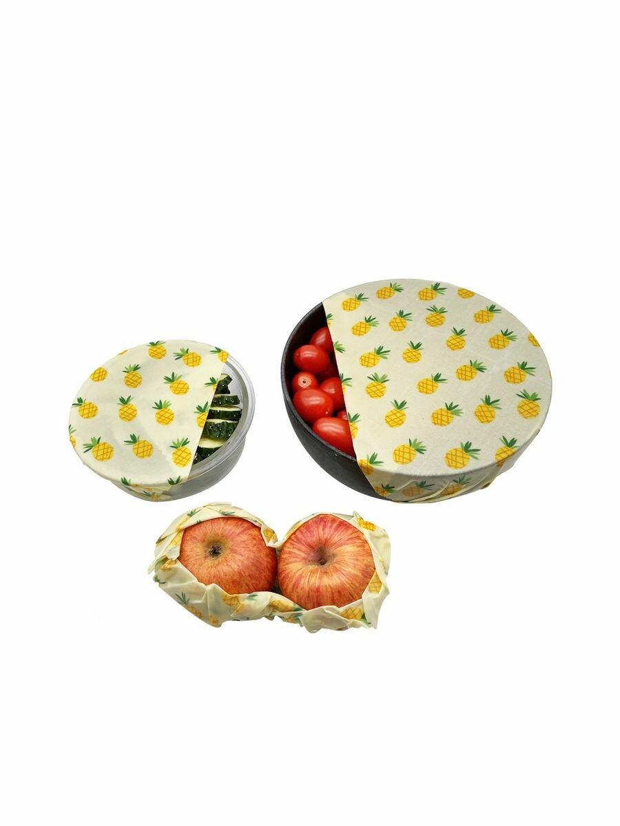 Восковые салфетки для хранения продуктов T&Z "Ананасы", многоразовые,3 шт — фото 1