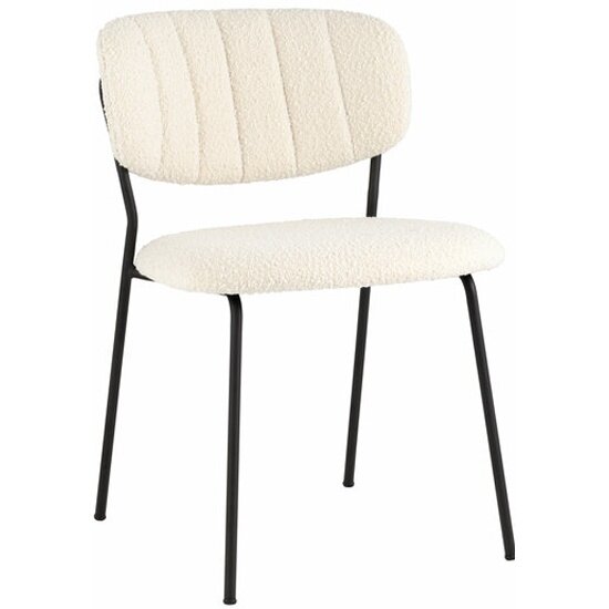 Стул обеденный Stool Group Кэрол без подлокотников, букле белый, черные ножки