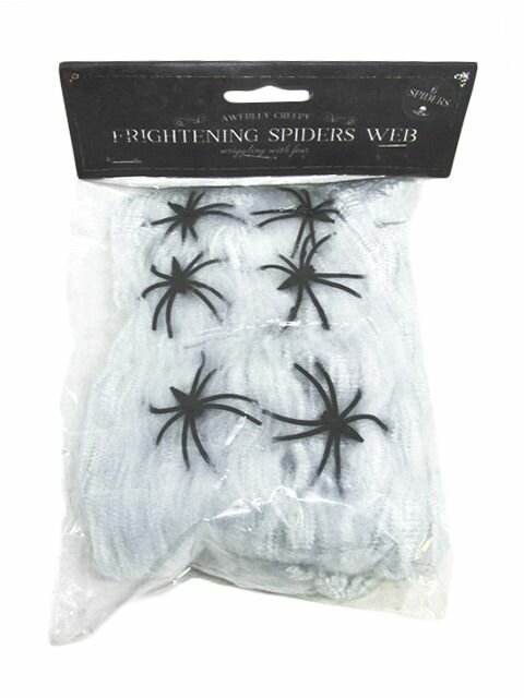 Украшение декоративное I-Bright Company "Паучки в паутине", для Хэллоуина, белое