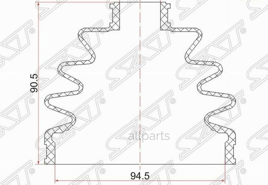 SAT C-1096 Пыльник шруса NISSAN CEFIRO A32, A33 94-06/TERRANO R50/ATLAS F23 92-02 (2 хомута. резина)