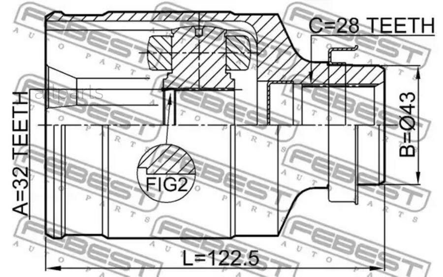 FEBEST 0511-MZ5RH Шрус внутренний правый 32x43x28