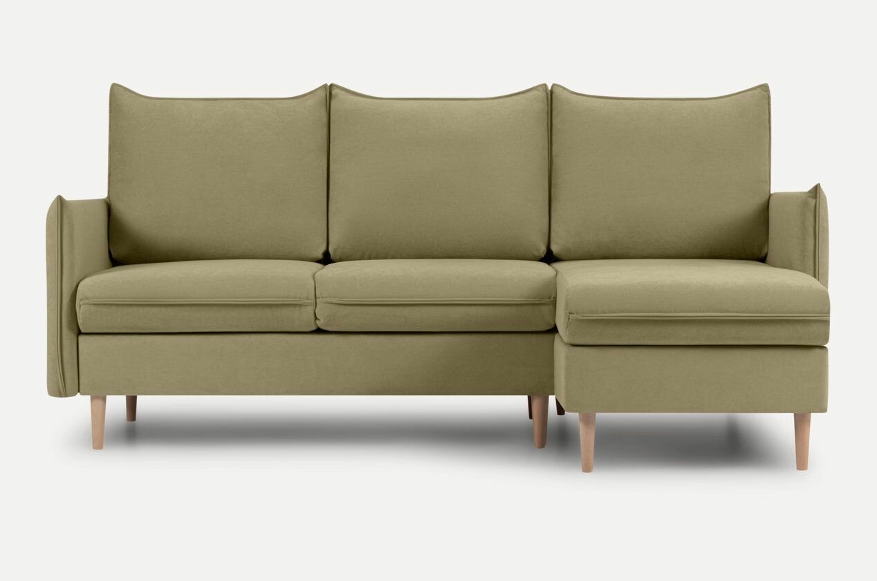 Диван угловой раскладной Divan.ru Слипсон Velvet Olive, 146х146х100, спальное место 140х195, велюр, зеленый
