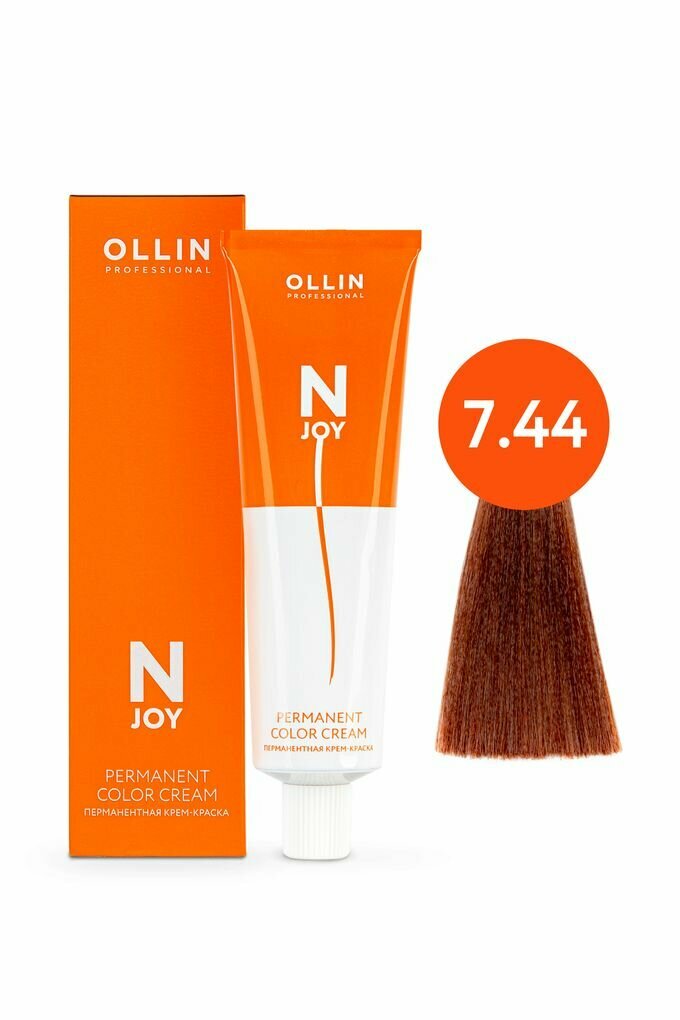 Ollin N-JOY крем-краска для волос 7/44 русый интенсивно-медный 100мл