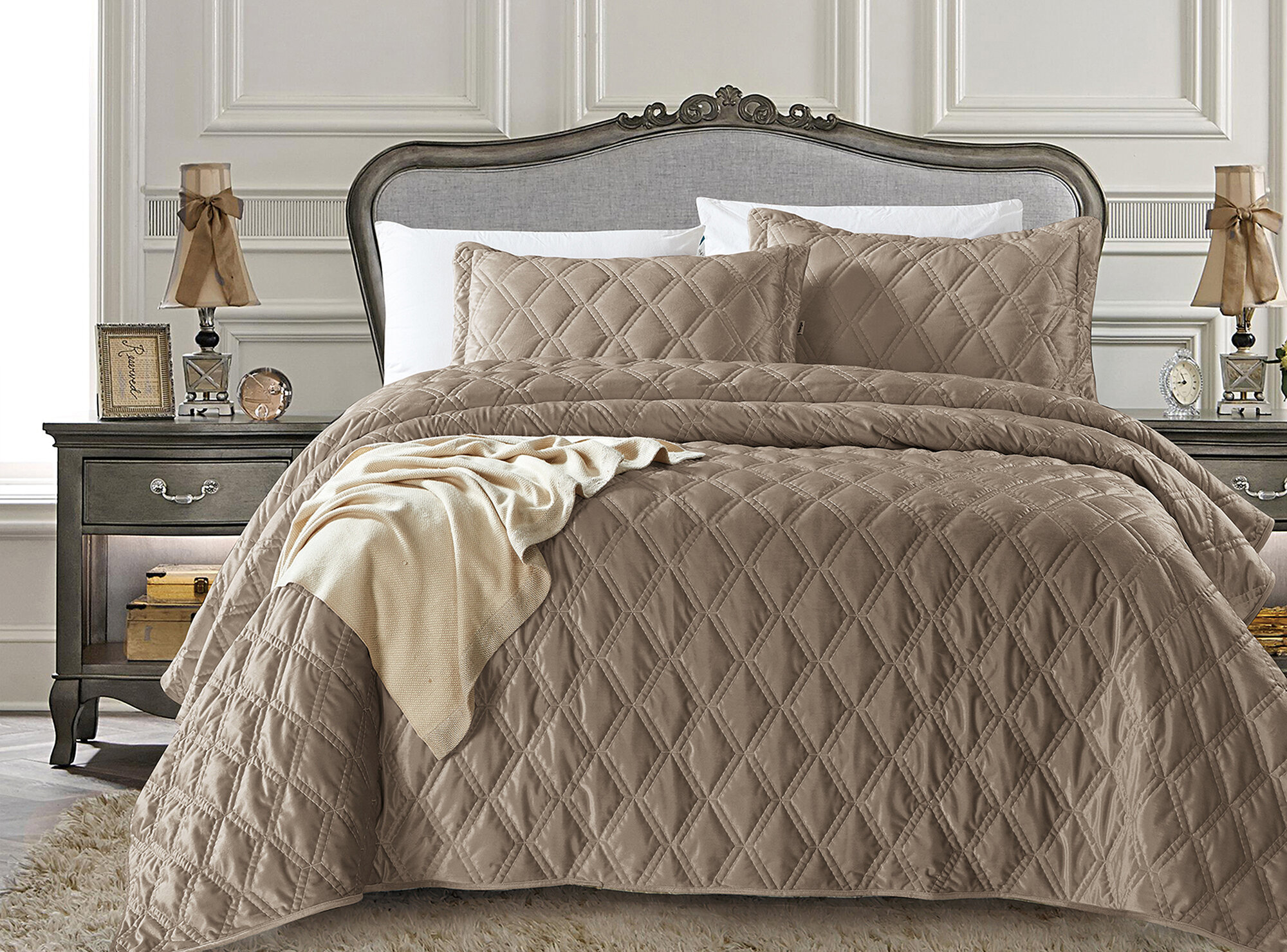 Велюровое Покрывало Tango Baccara, евро, размер 240x260 см, 2 наволочки 50х70 см