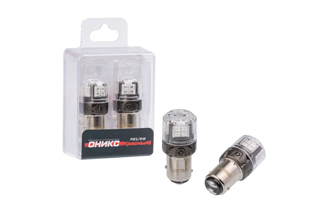 Светодиодные лампы Optima Premium оникс красные P21/5W (BAY15D) 1800K 200Lm 12V (2 лампы)