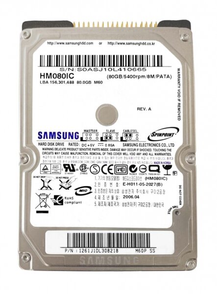 Жесткий диск Samsung HM080IC 80GB 5400 IDE 2,5" HDD
