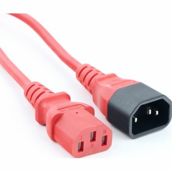 Кабель питания Filum FL-PC-C13/C14-C1-1.0-RD ПВС-АП 3x1.0 С13 - C14, 220/250В, 10А, красный, 1м