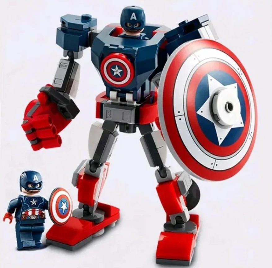 Конструктор/ Супер Герои/ Мстители/ Капитан Америка Робот/ 127 деталей/