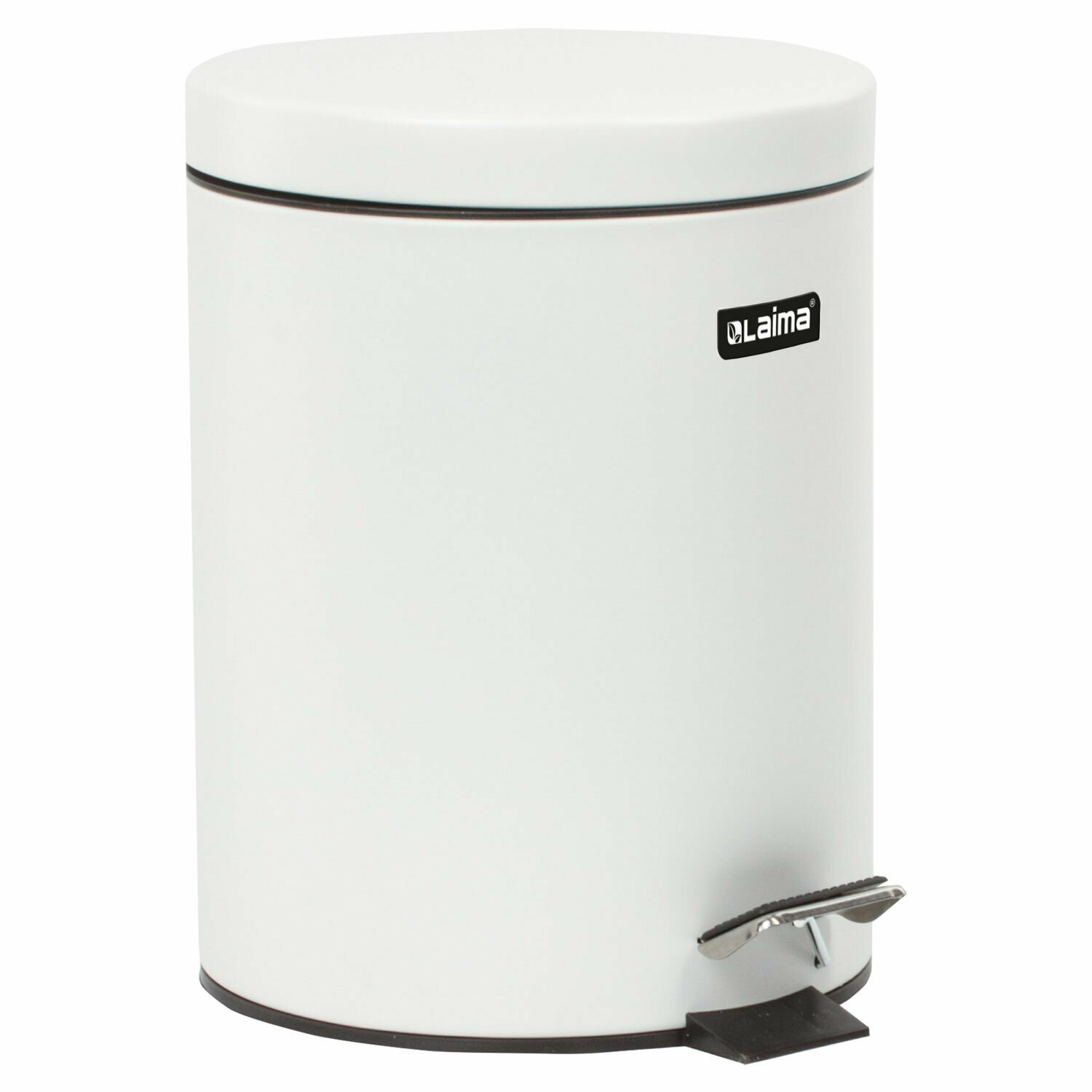 Ведро мусорное с педалью 5 литров "Classic", белое глянцевое, металлическое, со съемным внутренним ведром, LAIMA, 604947