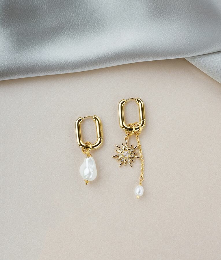 Серьги, жемчуг имитация, циркон