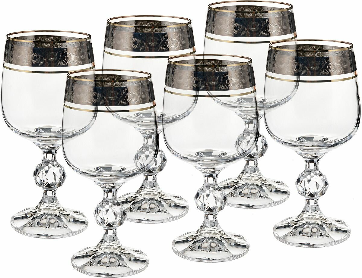 Набор бокалов для вина "Клаудия / Sterna" Bohemia 230 мл. / 6 шт. панто платина