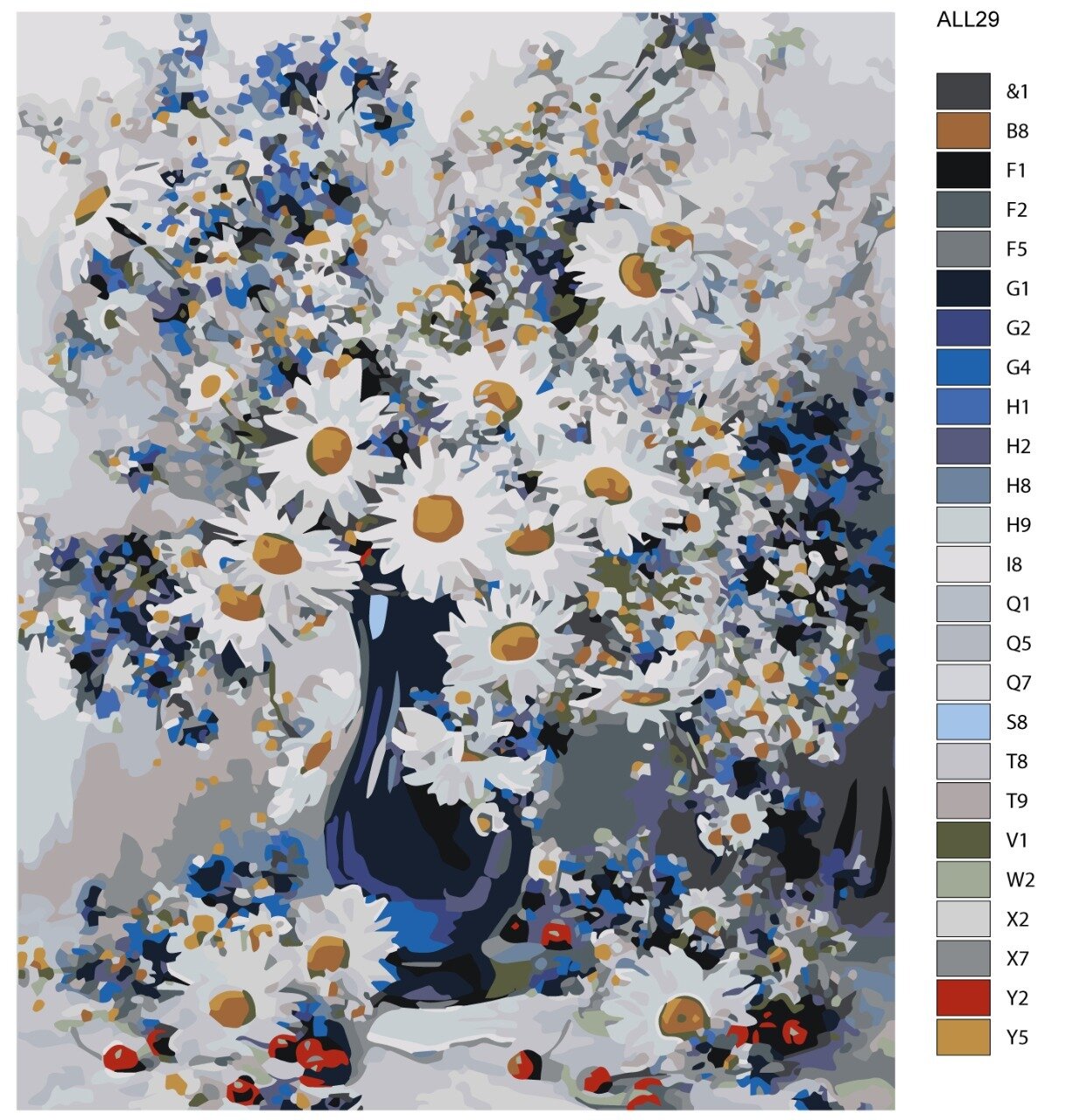 Картина по номерам "Букет ромашек в синей вазе" ALL29 40_50