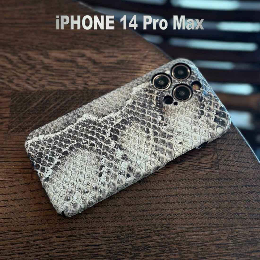 Чехол 14 Pro Max из кожи питона с защитой камеры