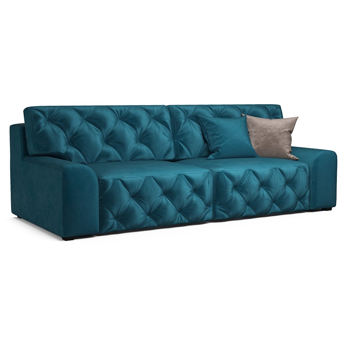 Диван Сток Диванов Стефани Emerald бирюзовый, механизм пантограф, с ящиком для хранения, бархат антикоготь