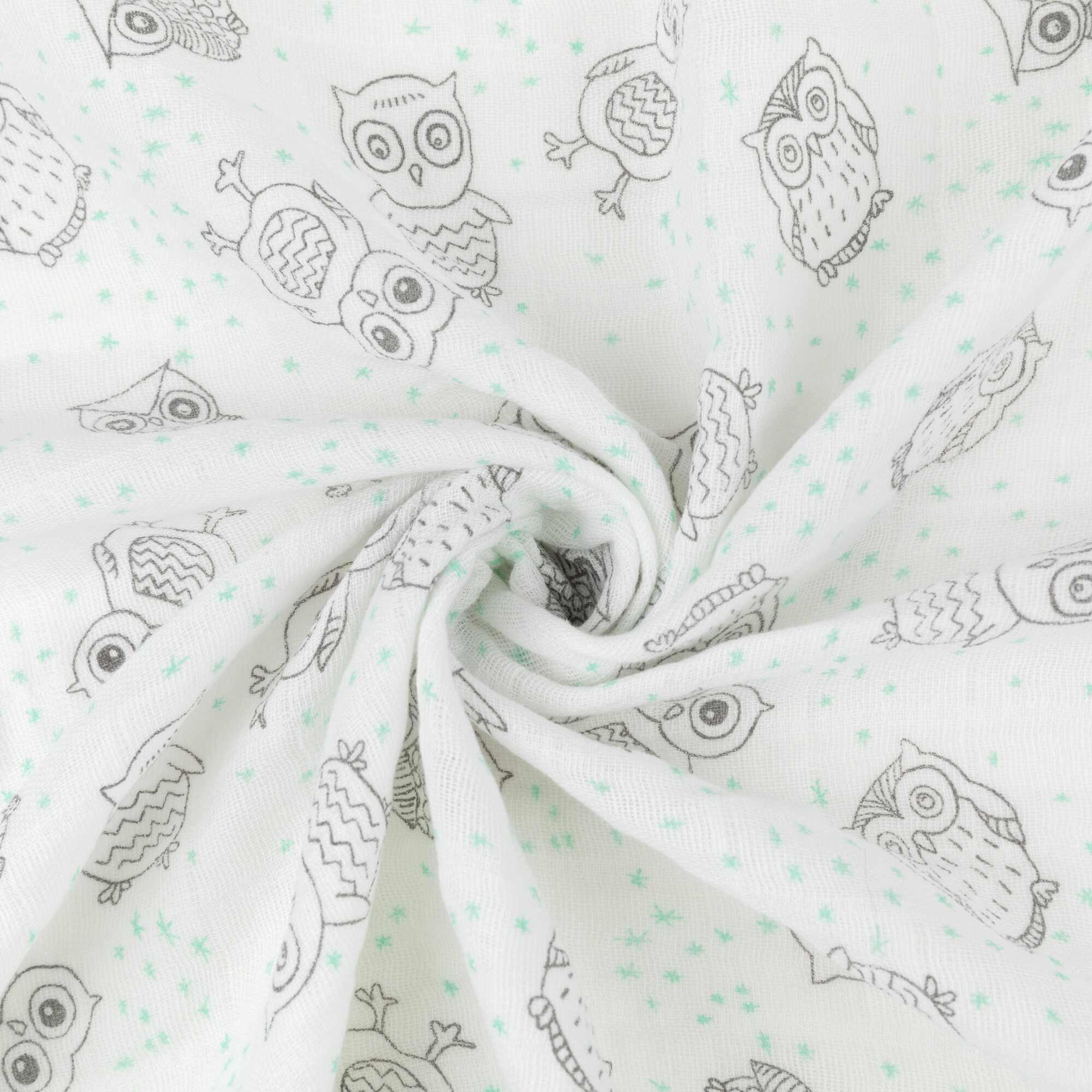 Ткань муслиновая отрез 100x125 см 100% хлопок "PEPPY" EMBRACE, Shannon Fabrics, owls opal