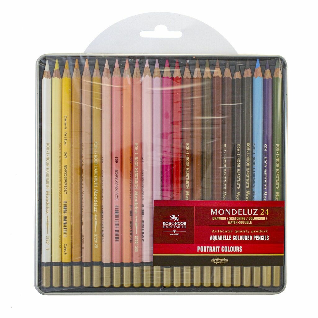 Карандаши цвет. акварельные 24цв Koh-I-Noor "Mondeluz Portrait" для портрета, метал. коробка