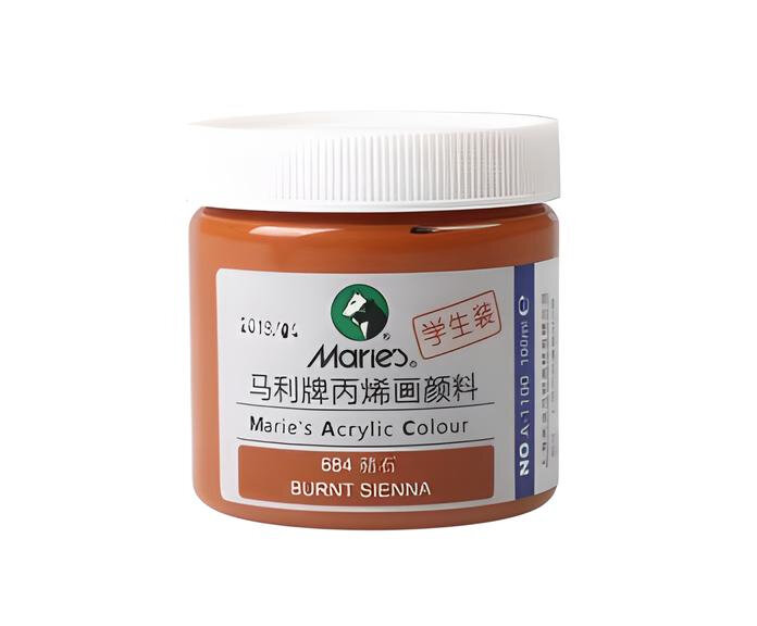 Краска акриловая 100 мл. Сиена жженая DB-1073 в баночке №684 Maries