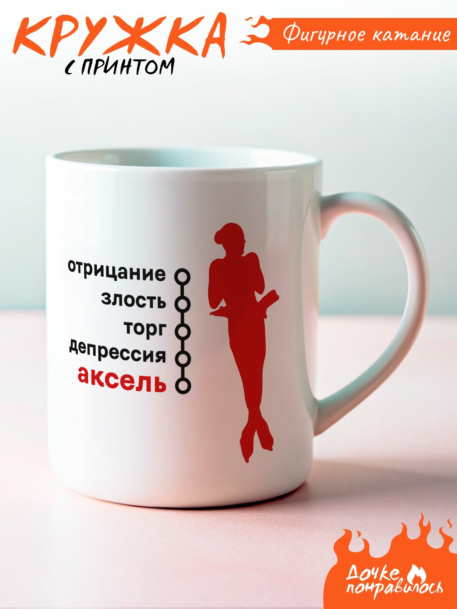 Кружка с принтом фигурное катание фигуристка