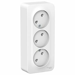 Бланка белый розетка открытая 3-мест IP20