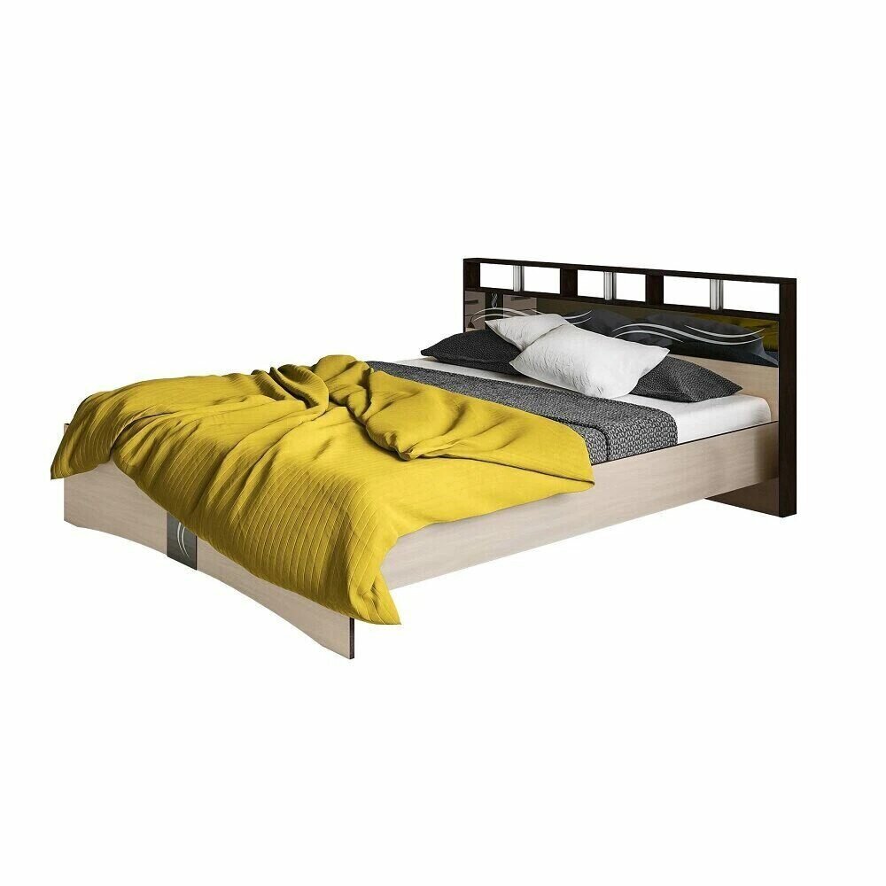 Кровать двуспальная «Эрика» 140х200, венге/дуб молочный (1470х900х2170)