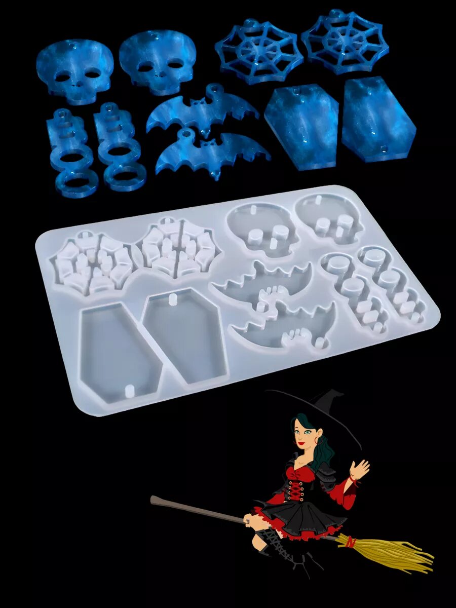 Молд силиконовый для создания серёжек, подвесок и брелков на Хэллоуин