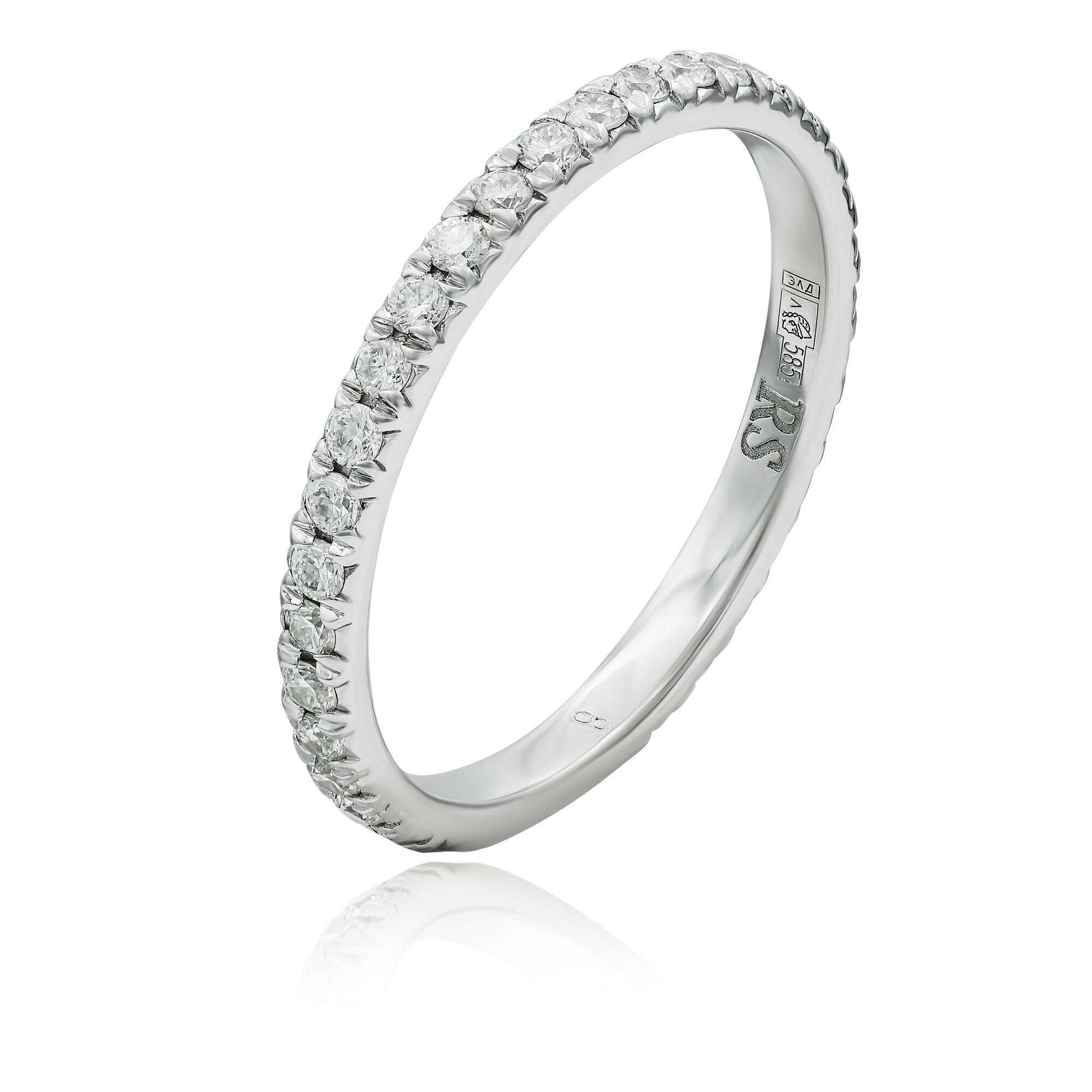 Кольцо помолвочное, белое золото, 585 проба, родирование, бриллиант