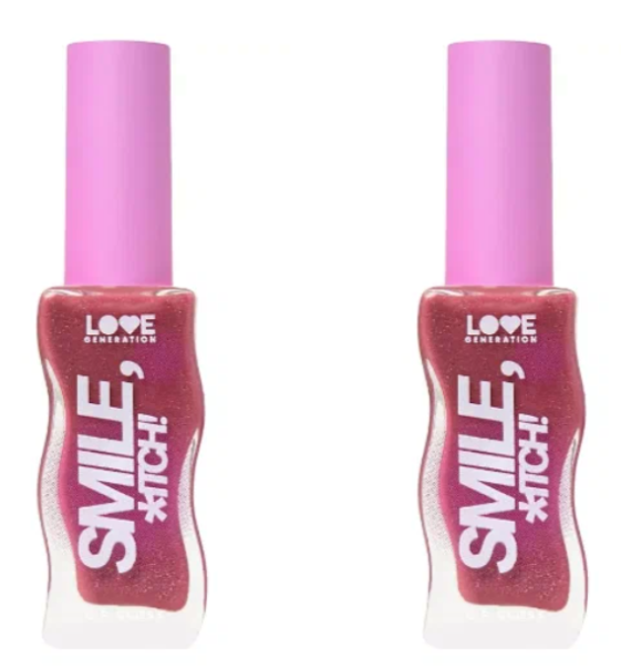 Блеск для губ Love Generation Smile, *itch! тон 06 сливовый с сияющими частицами, 10 мл, 2 шт