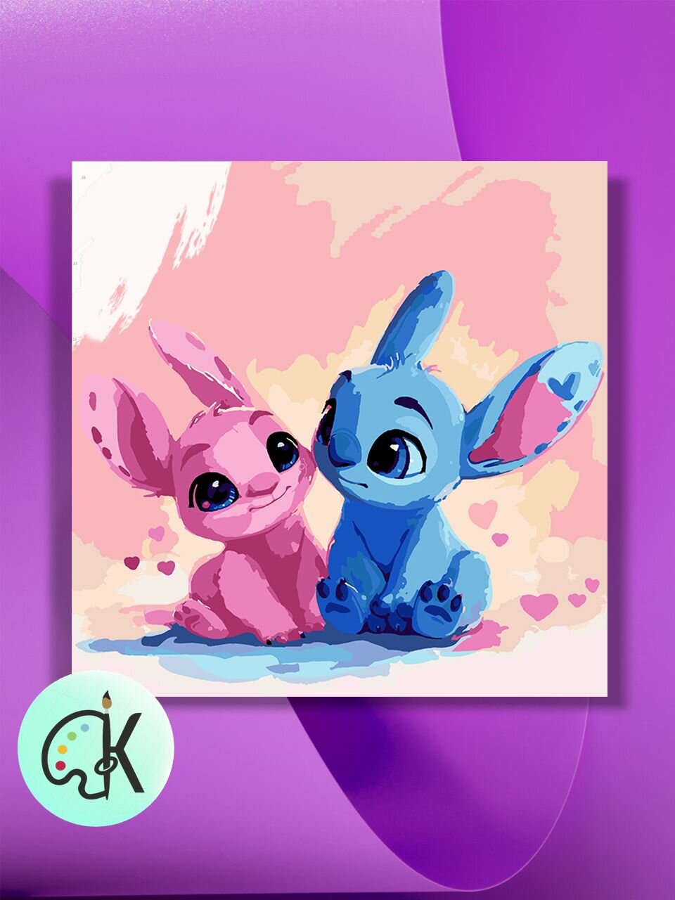 Картина по номерам на холсте Стич и Энджел Арт, 40 х 40 см