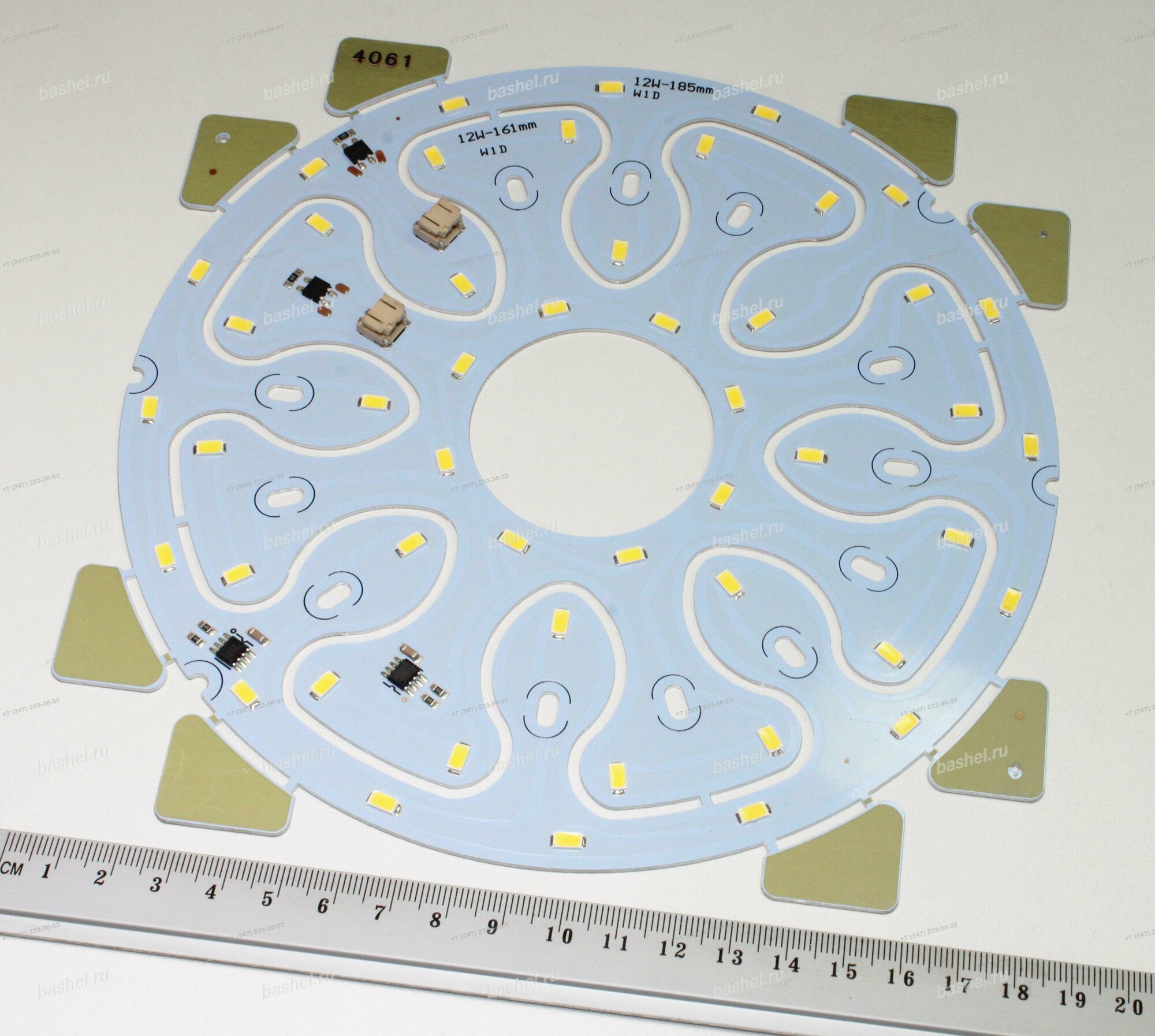 LED modul PCB-220-X-5730-D24W-185mm-48SMD-W 1680Lm 24(12/12)W White-6000k (D-185/161mm, d-48mm, 220V, прямого подключени