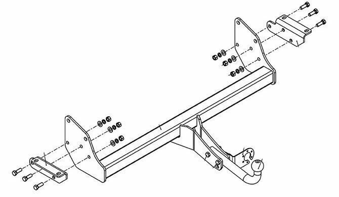 Фаркоп для Mitsubishi Pajero III/IV (2000-2007-) (без электрики) (паспорт и сертификат) AvtoS. MI26