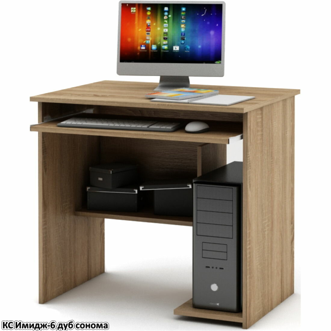 Компьютерный стол Имидж-6 Дуб-сонома, ЛДСП, МФ Владимир VMF, 80х74,6х60 см.