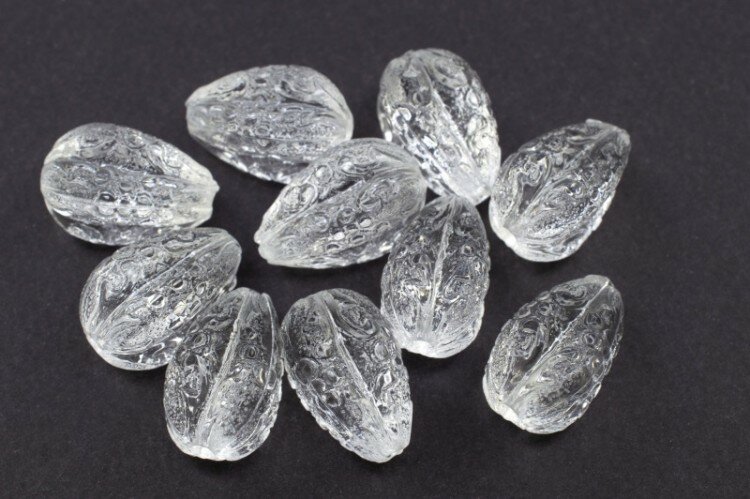 Бусины акриловые Капля граненая, 18,5х13 мм, отверстие 2 мм, прозрачная рельефная 540-354, 10шт