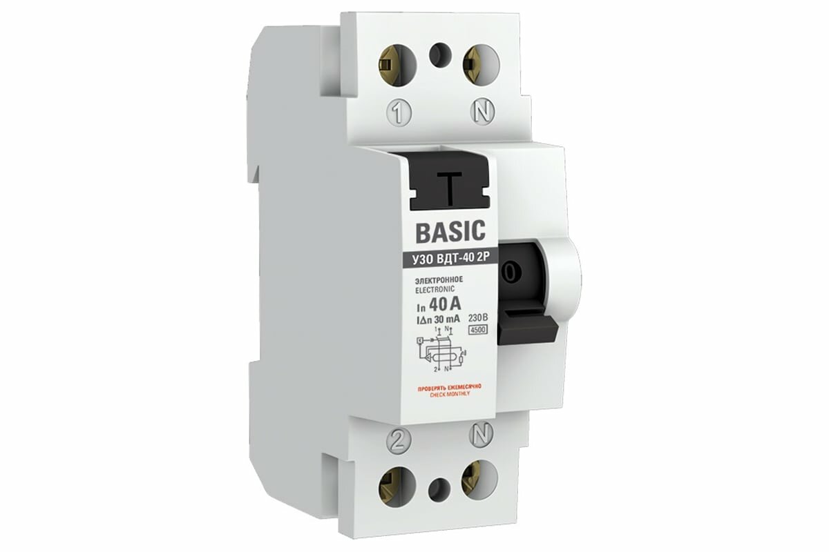 EKF УЗО ВДТ-40 2P 40А/30мА Basic электронное устройство защитного отключения