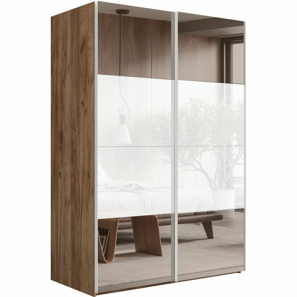 Шкаф-купе Эста 1,6, 2,2м 4зерк бронза/4бел стек