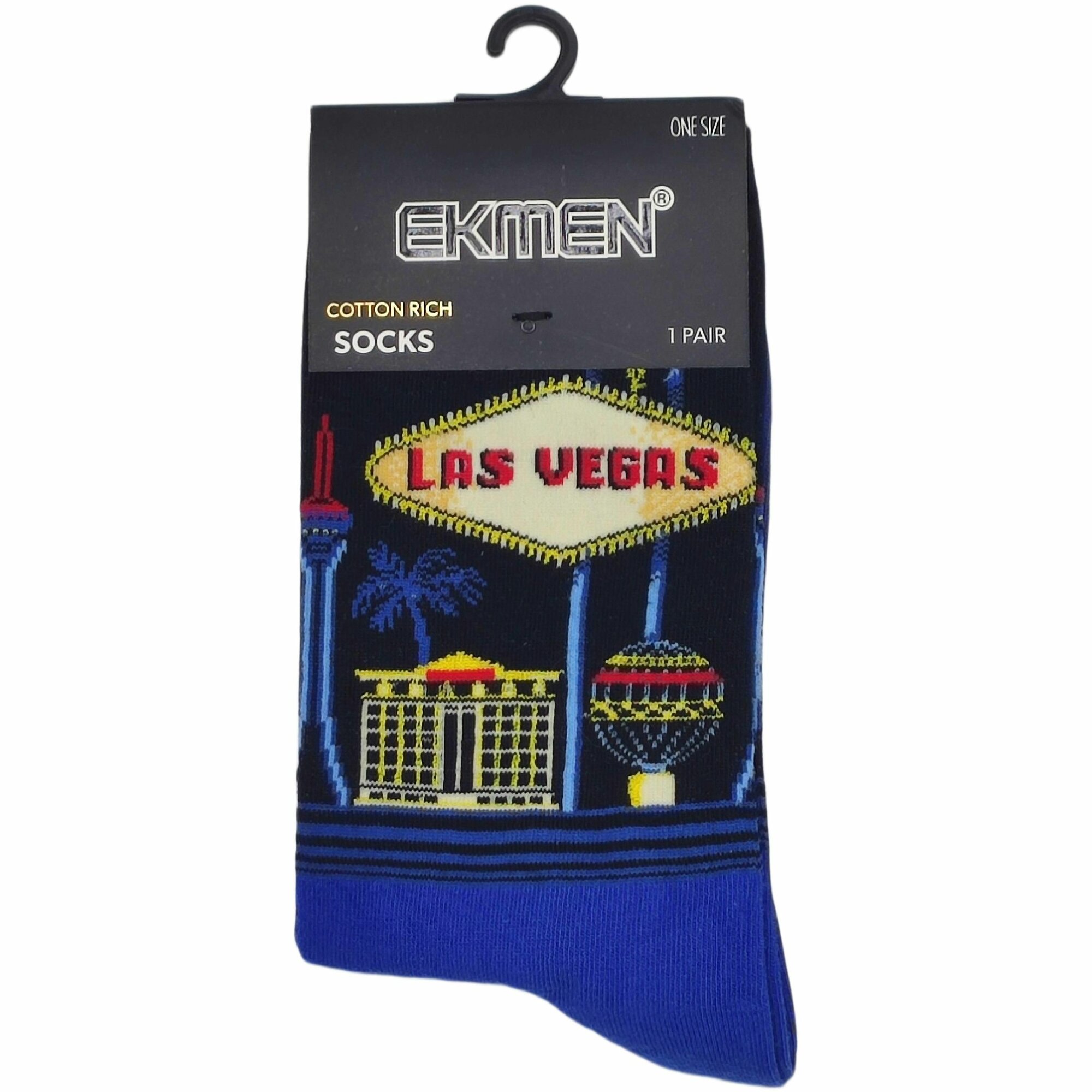 Носки EKMEN Носки с принтом, EKMEN, Город, Лас-Вегас, 1 пара, размер 36-41, мультиколор — фото 1