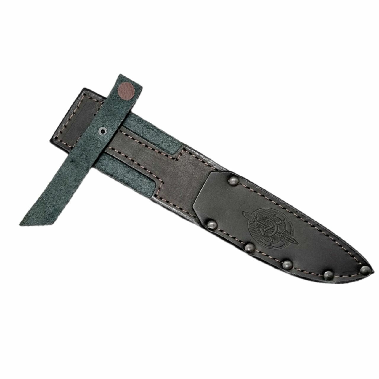 Ножны финки НКВД с кобурной застёжкой (с тиснением эмблемы/черные)