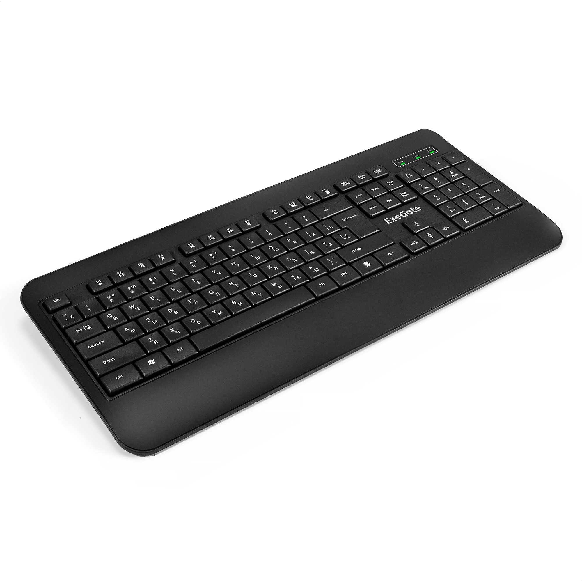 Клавиатура ExeGate Professional Standard LY-E5500M (USB, мультимедийная полноразмерная, влагозащищенная, 104кл, Enter большой, подставка под запястья, длина кабеля 1,35м, черная, Color Box) EX296922RUS