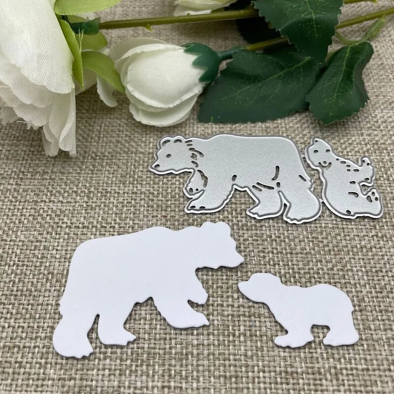 Металлические трафареты Зимний медведь для скрапбукинга
