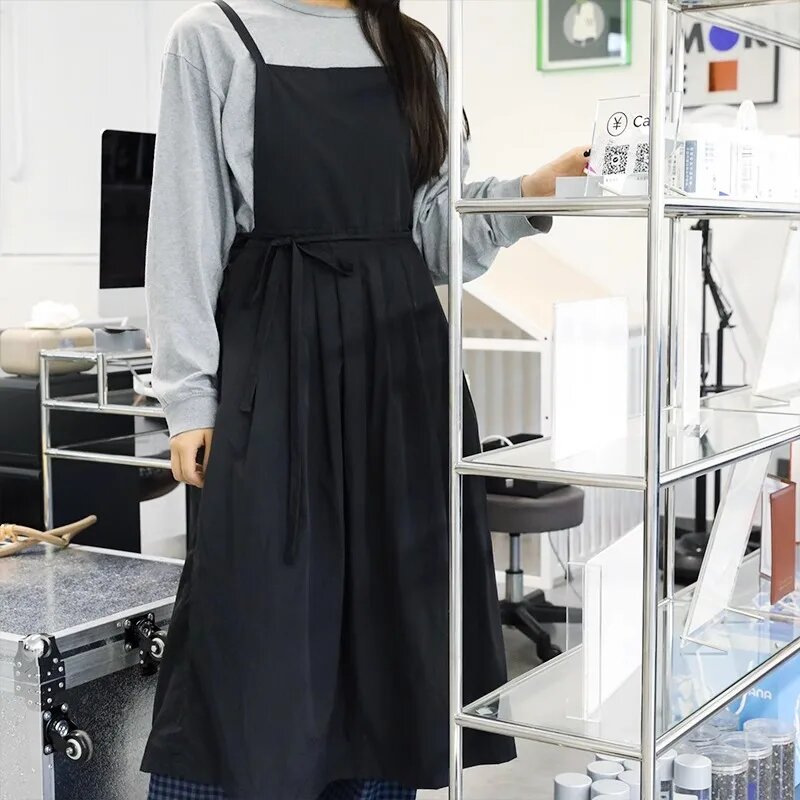 Легкий плиссированный водонепроницаемый кухонный фартук с карманами, женский рабочий фартук для рисования и приготовления пищи, передник для ногтей, официанта, красоты