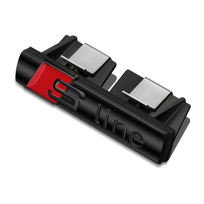 Металлическая S-образная эмблема, автомобильный значок на переднюю решетку радиатора, наклейка, декоративный Стайлинг для Audi Sline A4 A5 A7 S4 RS4 A6 TT A1 A2 A3 Q1 Q3 Q5 Q8 черный