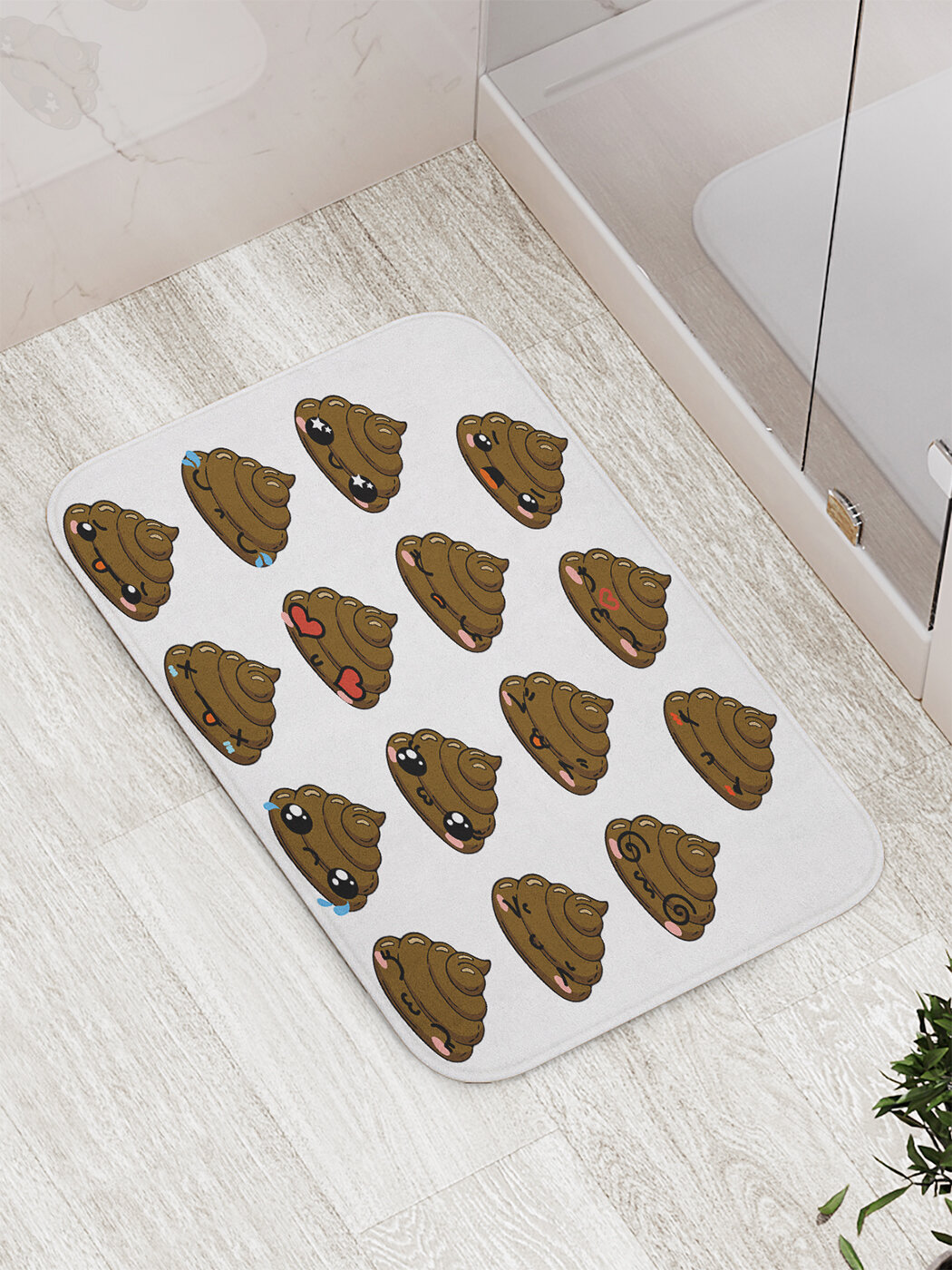 Коврик для ванной комнаты, туалета "Румяные смайлы" противоскользящий, 52х77 см, JoyArty