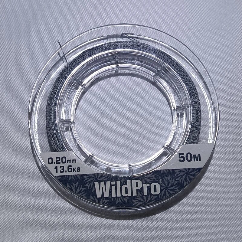 Плетеная зимняя леска 50м, 4 подставки, 4-жильный полиэтилен 0.16mm--11.8kg, gray 50m