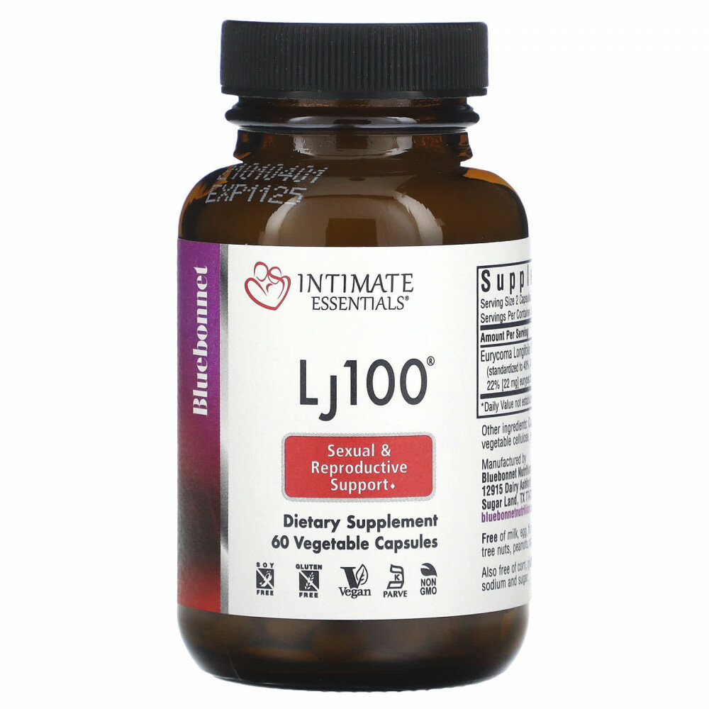 Bluebonnet Nutrition, Intimate Essentials, Lj100, 60 растительных капсул (50 мг на капсулу)