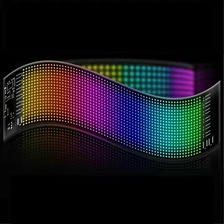 Гибкая Бегущая строка разноцветная ( 90*370mm RGB SMD) светодиодный led экран, информационное электронное табло, автознак на стекло, табличка в машину