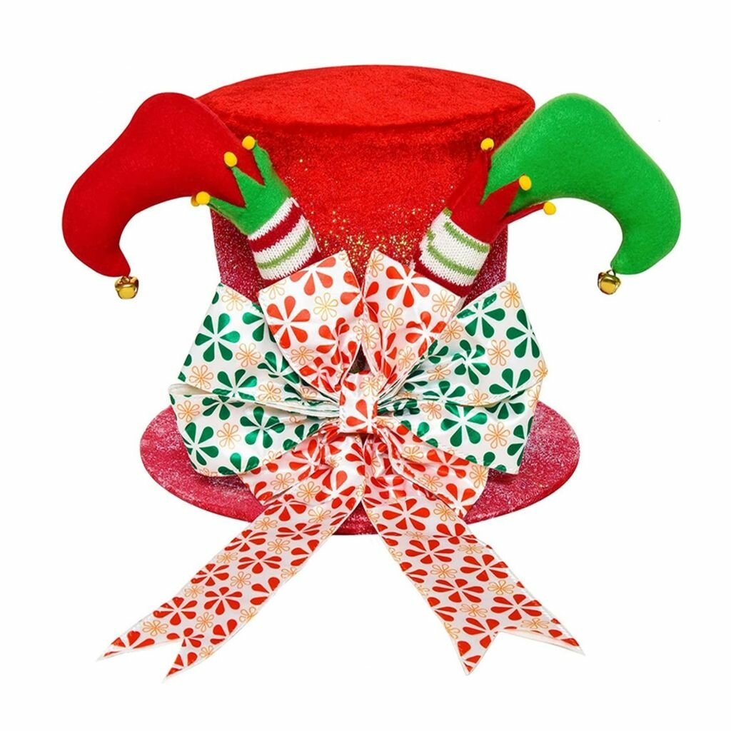 Новогодняя елочная шляпа с лентой и пайетками