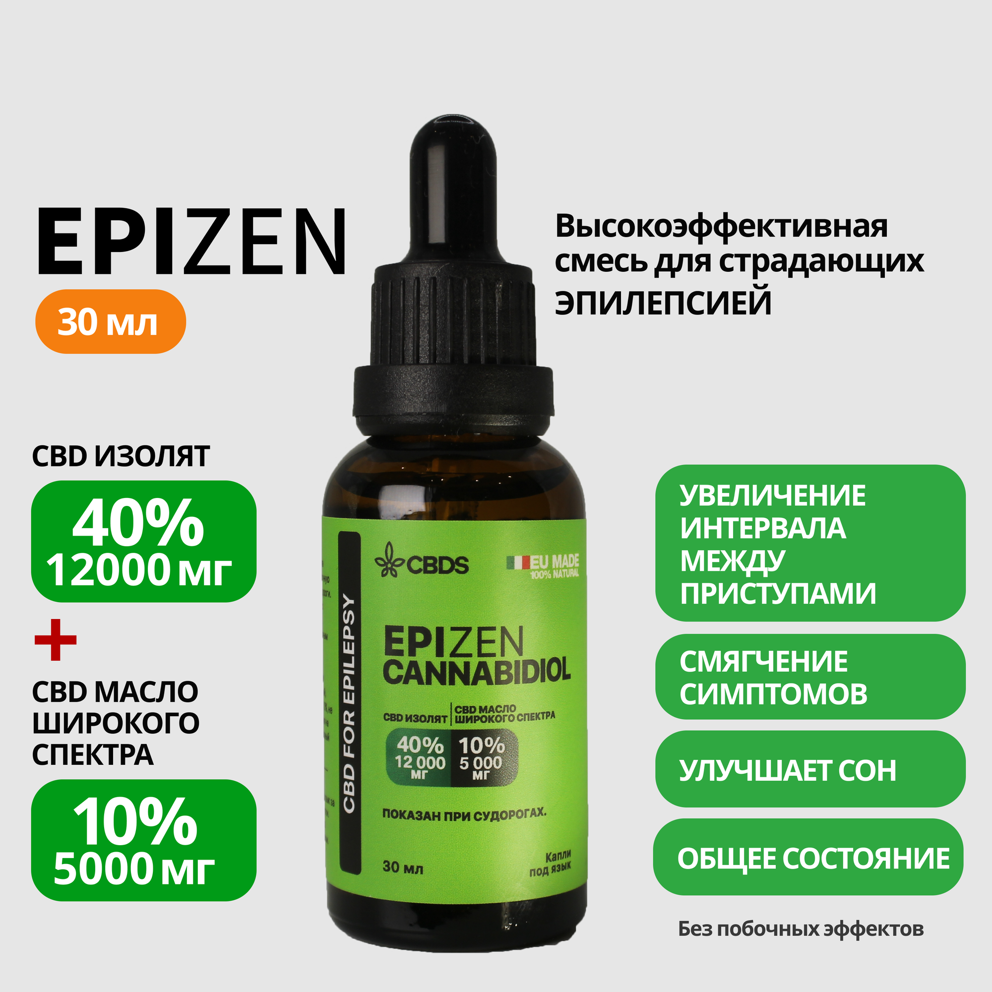 Эпизен CBD Масло на Изоляте и масле Широкого Спектра. 17 000 мг. Макродозировка.