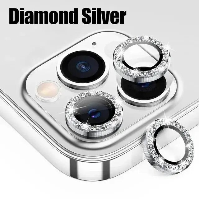 Кольца для камеры iPhone 15 Pro/Promax, Diamond Silvery