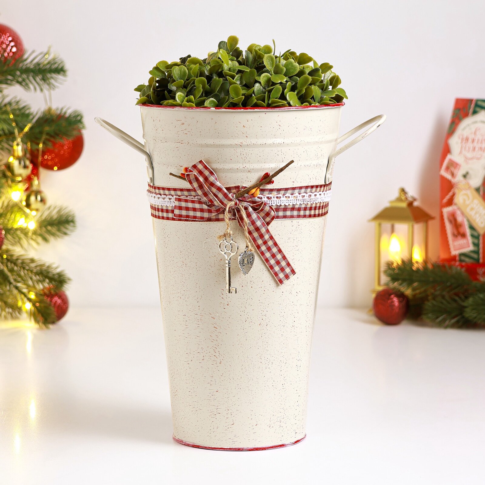 Кашпо - ваза «Ведерко Рустад», 15×15×25 см, бежевое