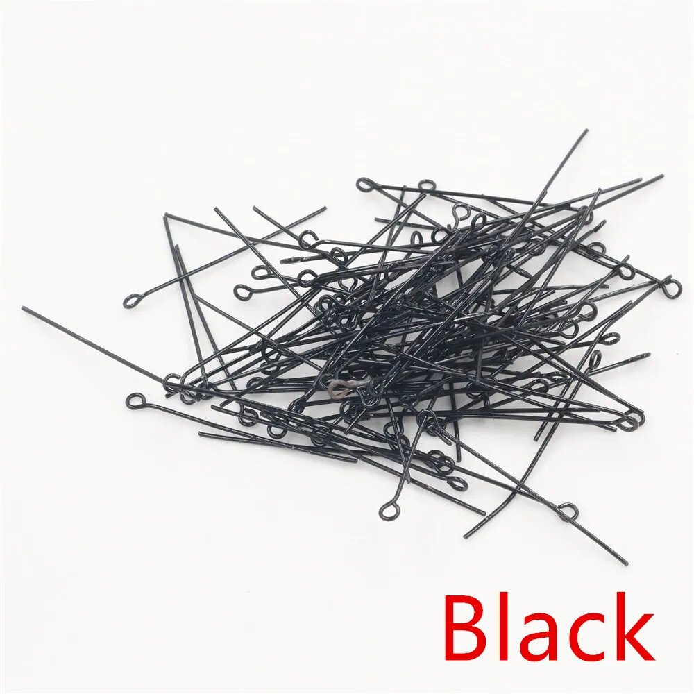 Булавки для глаз Cqhcyb металлические 200 шт, 7 цветов, 16-50 мм Черный, 45mm, Black