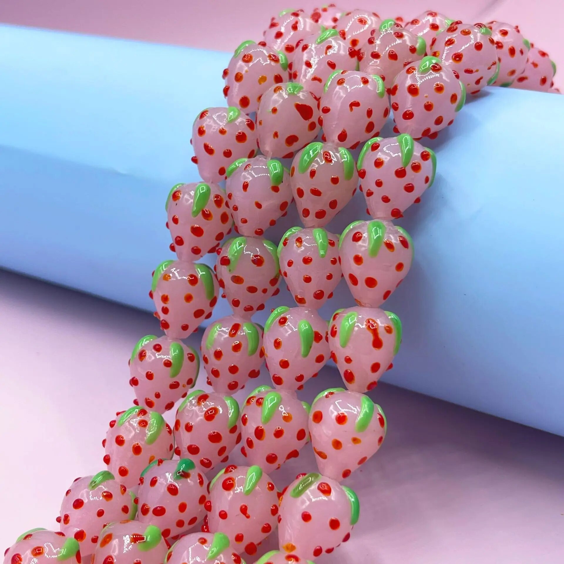 Лампворк бусины REMOHS клубничные 5 шт. 12х15 мм Pink